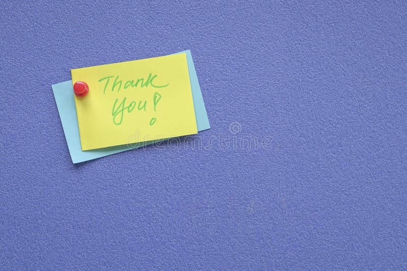 Thank You Note Pin on Blue Board Stock Image - Image of stationery ...