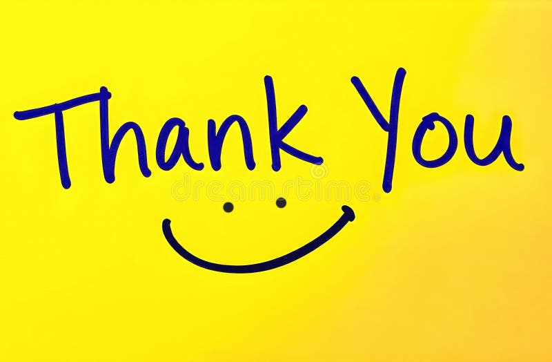 Thank You Note with Smiling Face on Bright Yellow Background for ...