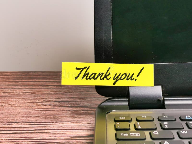 Thank You Note Stick on Laptop. Stock Image - Image of note, grateful ...