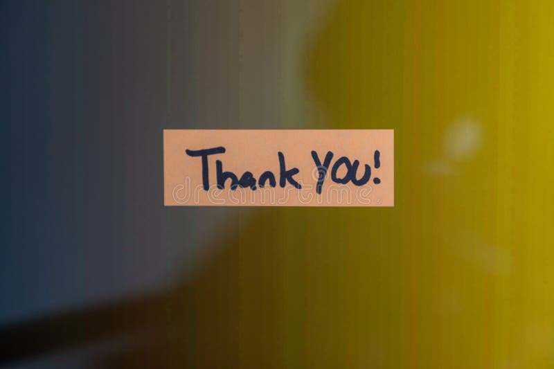 A Thank You Note Stuck To a Computer Screen Stock Photo - Image of ...