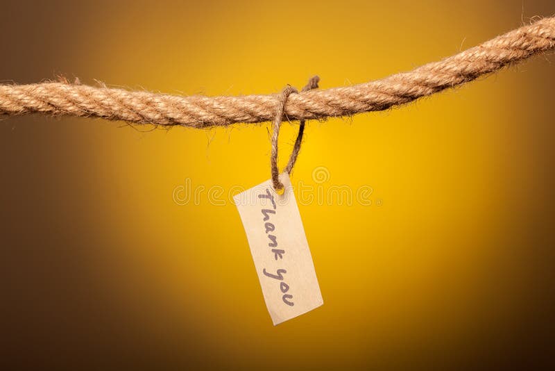 Thank You Note Tethered To the Rope Stock Photo - Image of design ...
