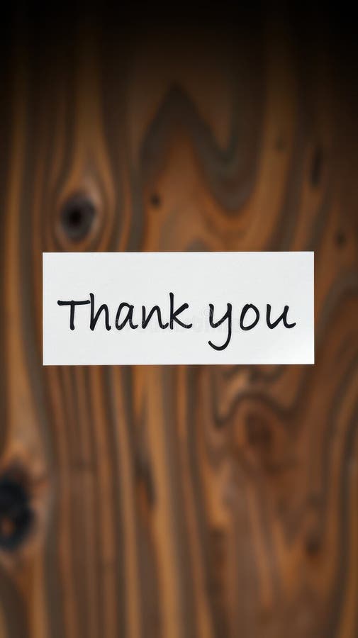 Simple Handwritten Thank You Note Displayed on Wooden Background ...