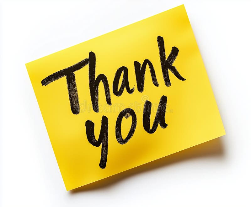 Thank You Note Yellow Sticky Expressing Gratitude Appreciation Stock ...