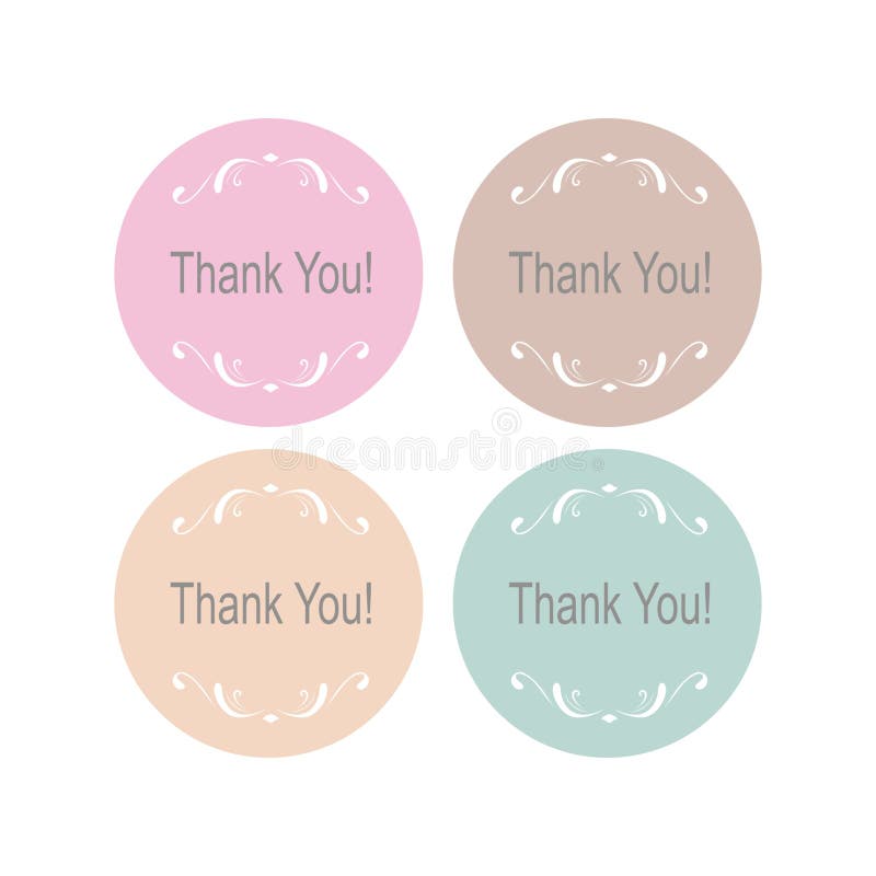Thank You Ornamental Circle Labels Collection Stock Vector ...