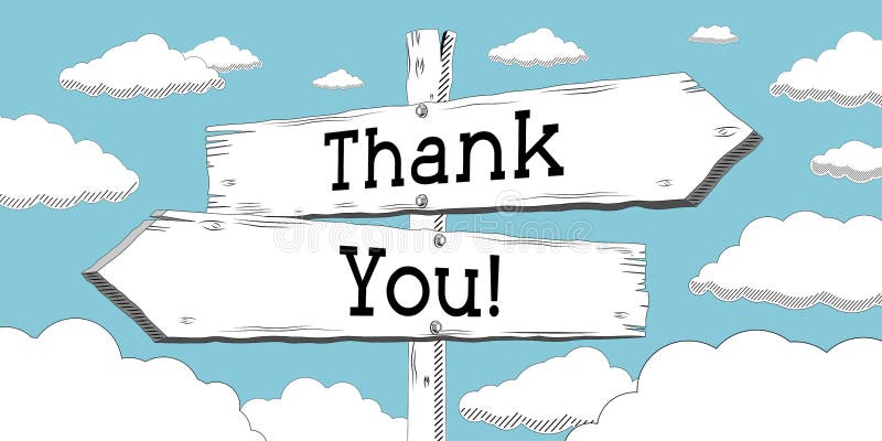Thank You - Outline Signpost with Two Arrows Stock Illustration ...