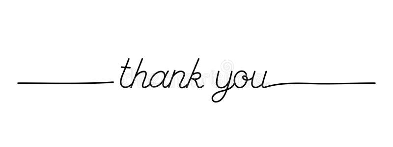 Thank You Phrase Continuous Line Drawing, Black Line Vector ...