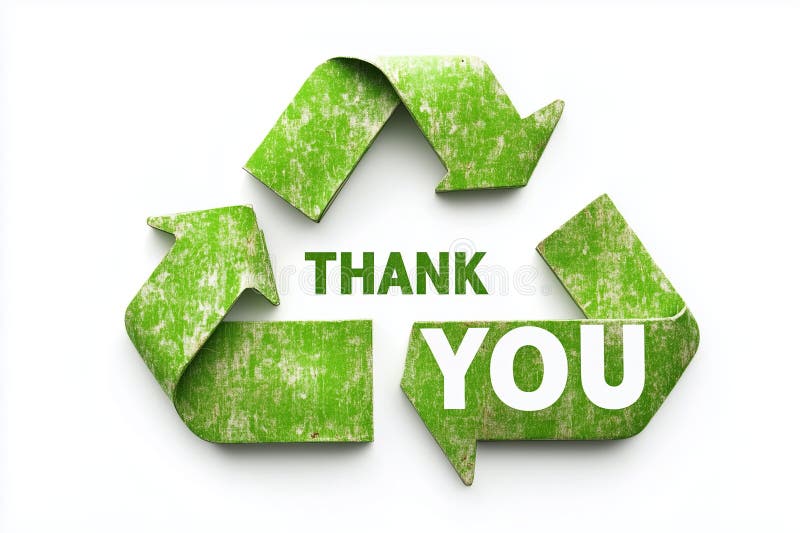 THANK YOU in the Shape of Green Recycling Logo on a White Background ...