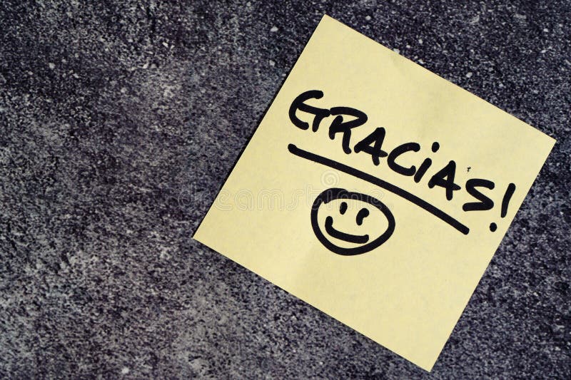 Thank You in Spanish Written on a Post-it or Note. Stock Image - Image ...