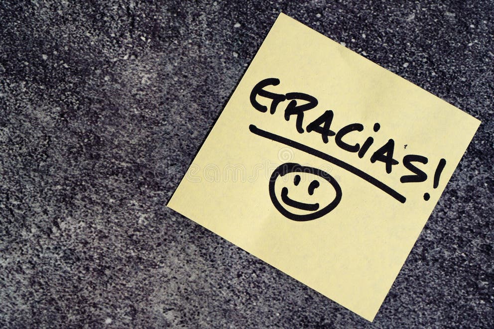 Thank You in Spanish Written on a Post-it or Note. Stock Image - Image ...