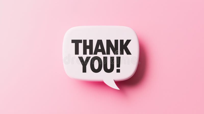 Thank You Speech Bubble on Pink Background Stock Illustration - Illustration of text, pink ...