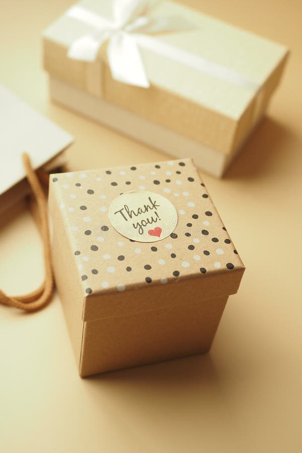 Thank You Sticker on a Gift Box Stock Photo - Image of simple, shape ...