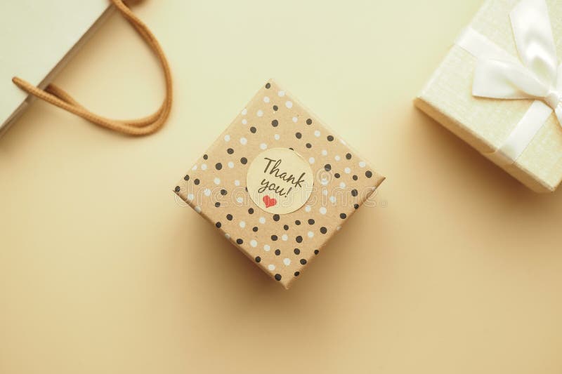 A Thank You Sticker on a Gift Box Stock Image - Image of ribbon, word ...