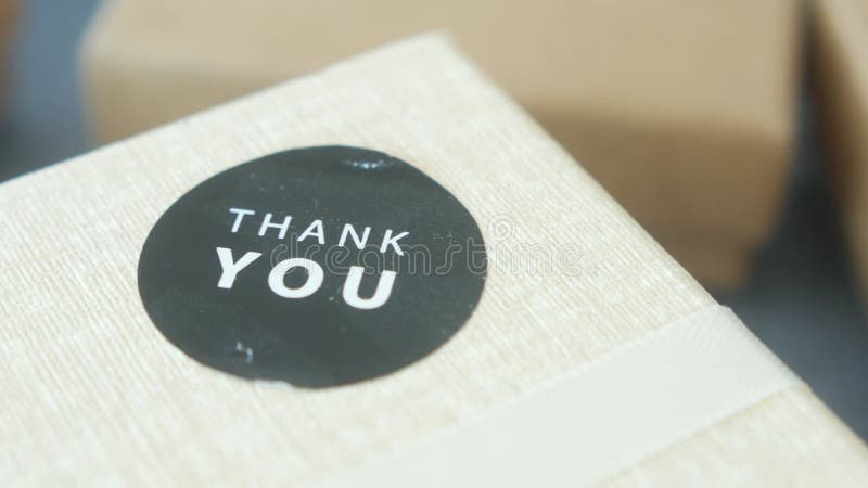 A Thank You Sticker on a Gift Box Stock Video - Video of thanks ...