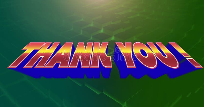 Thank You Text Banner with Shadow Effect Against Digital Wave on Green ...