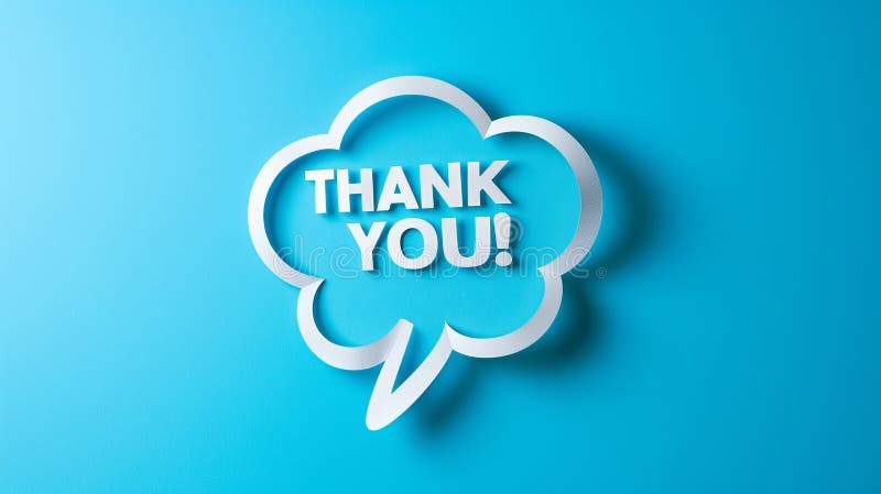 Thank You Text in Speech Bubble on Blue Background Stock Illustration ...