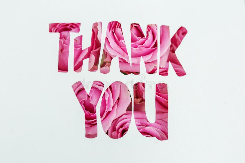 Thank You Text on White Background with Flowers. Background for ...