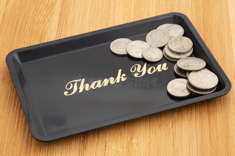 Thank You Tip with a Tray and Money Stock Photo - Image of trip, tray ...
