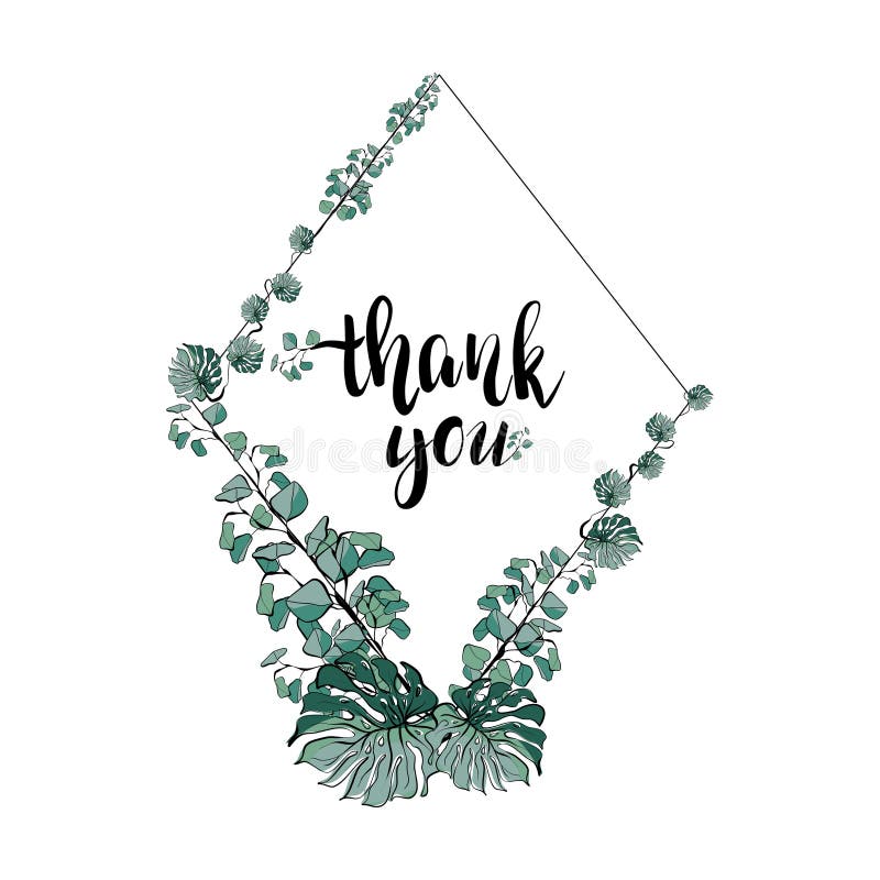 Thank You Vector Floral Frame Stock Vector - Illustration of decoration ...