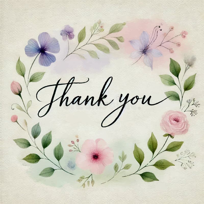 Thank You Watercolor Illustration in Vector Stock Vector - Illustration ...
