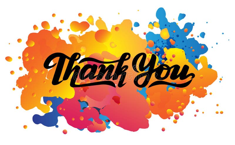Lettering Thank You with Watercolor Splash Stock Vector - Illustration ...