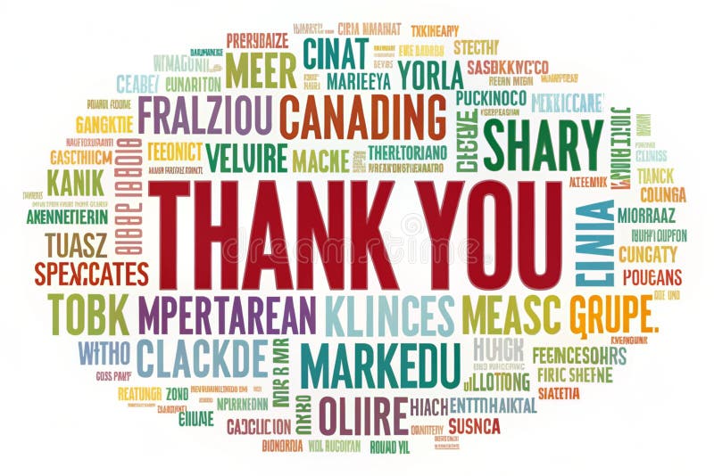 Thank You Word Cloud in Multiple Languages on Colorful Background Stock ...