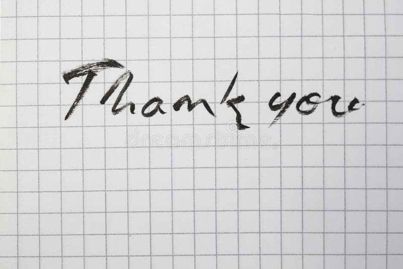 Thank You Words Hand Written on Square Patterned Math Copy Book Page ...