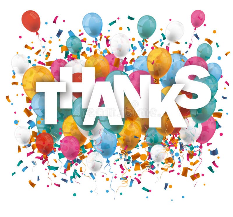Thanks Balloons Confetti stock vector. Illustration of card - 65078568