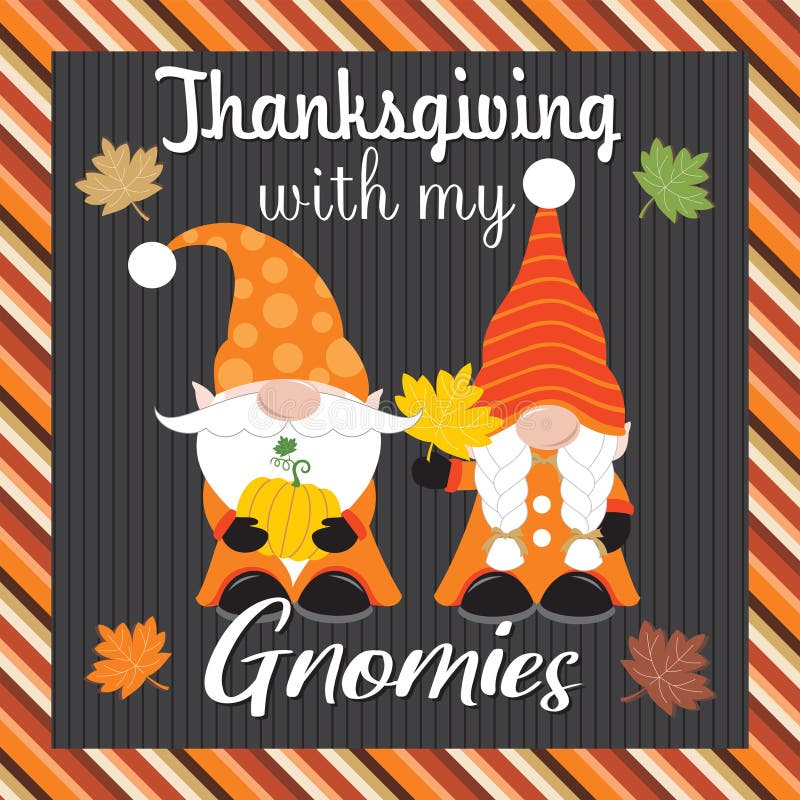 Happy Thanksgiving Card with Cute Gnomes Stock Vector - Illustration of ...