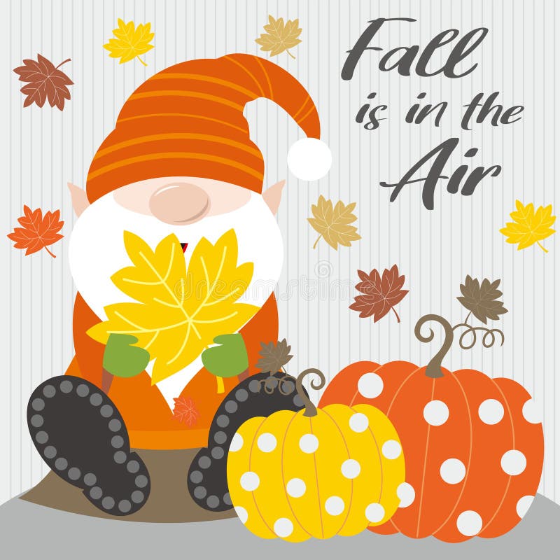 Happy Thanksgiving Day with Gnome and Pumpkin Stock Vector ...