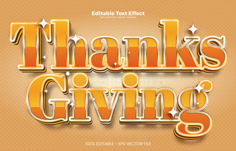 Thanks Giving Editable Text Effect in Modern Trend Style Stock Vector ...
