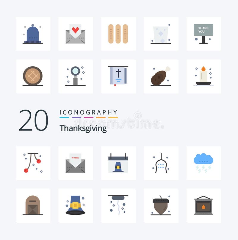 20 Thanks Giving Flat Color Icon Pack Like Thanksgiving Bone Thanks ...