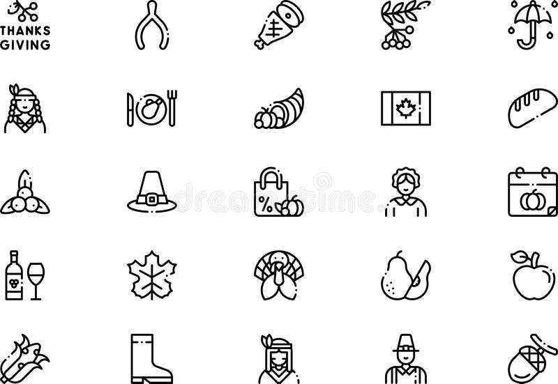 Thanks Giving Icons Collection is a Vector Illustration with Editable ...