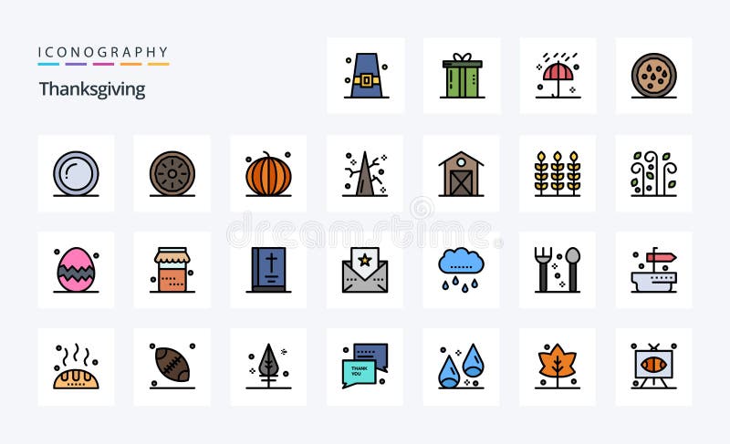 25 Thanks Giving Line Filled Style Icon Pack Stock Vector ...