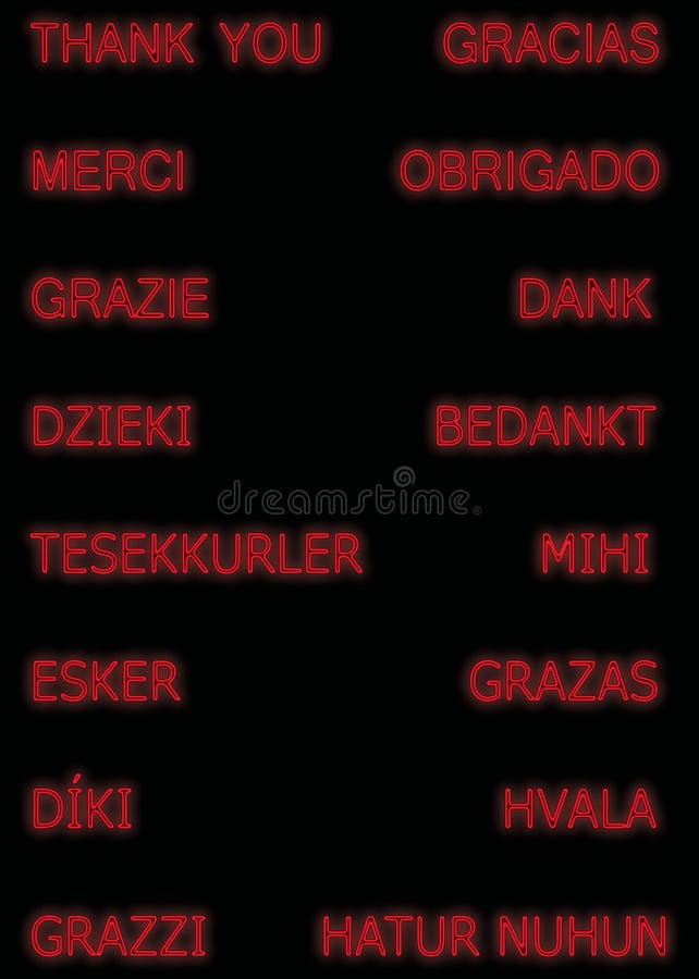 Thanks in Many Languages, in Red Color Stock Image - Image of obrigado ...