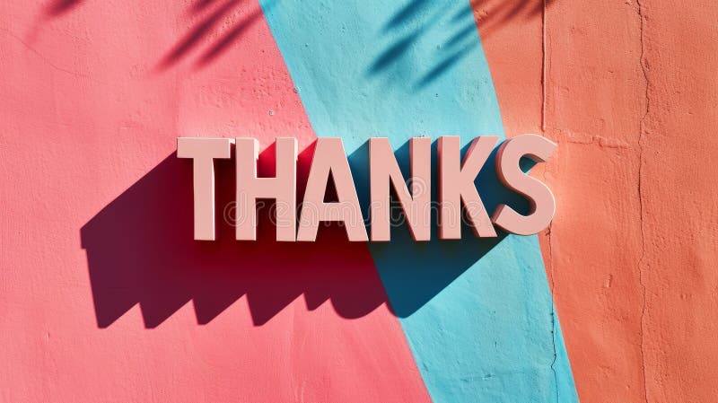 "Thanks" Message in 3D Lettering Style in Pink and Blue Colors ...
