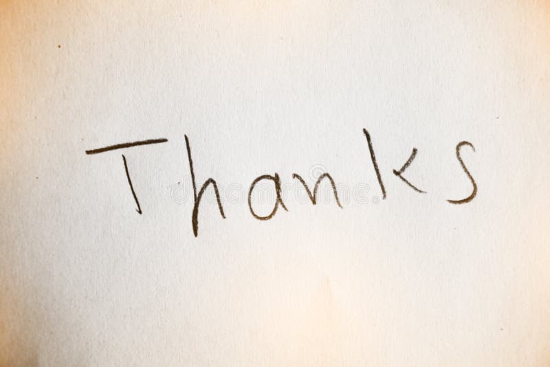 Thanks Note Written on Paper Stock Image - Image of angle, paper: 179702965