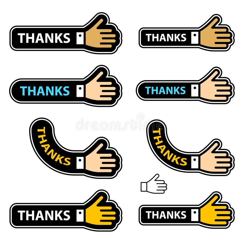Thanks shake hand labels stock vector. Illustration of color - 22444204