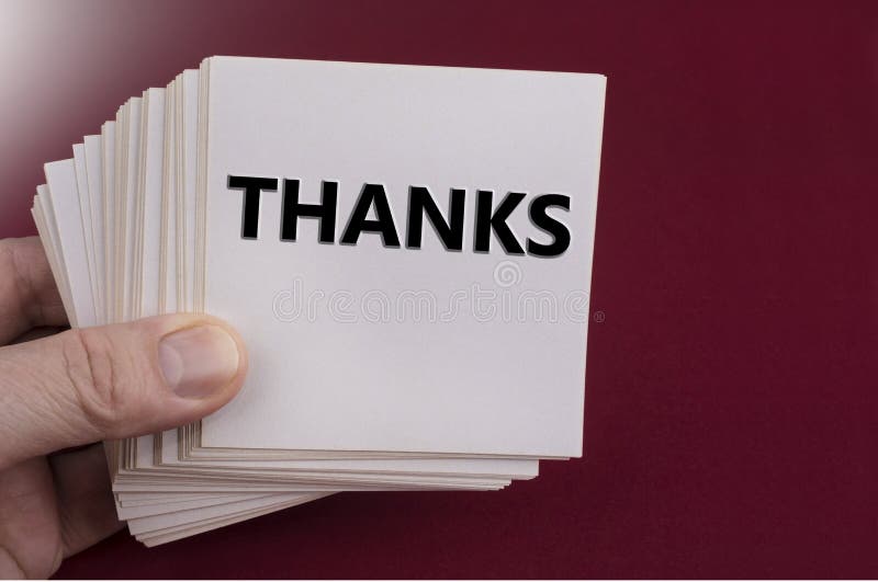 Thanks Sign on a White Paper Note on a Red Stock Photo - Image of note ...