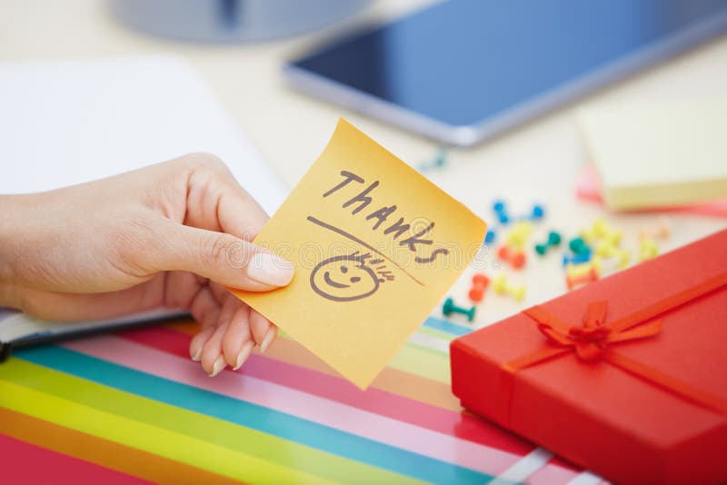 Thanks Text on Adhesive Note Stock Image - Image of holiday, office ...
