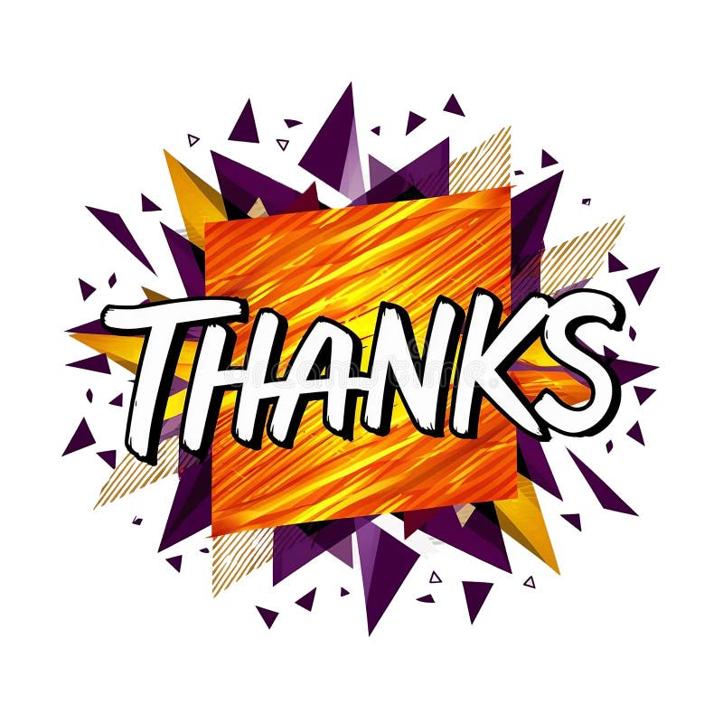 Thanks Typography with Colorful Geometric Burst on Transparent ...
