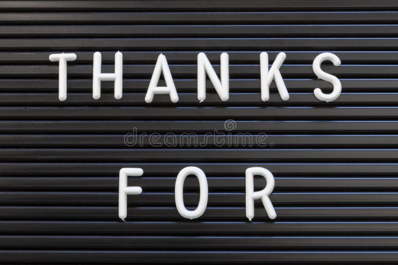 Thanks for in White Text on a Black Striped Background for Thanking and ...