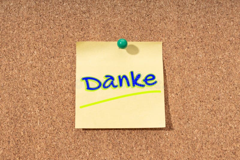 Thanks Word in German Language on Yellow Note Stock Photo - Image of ...