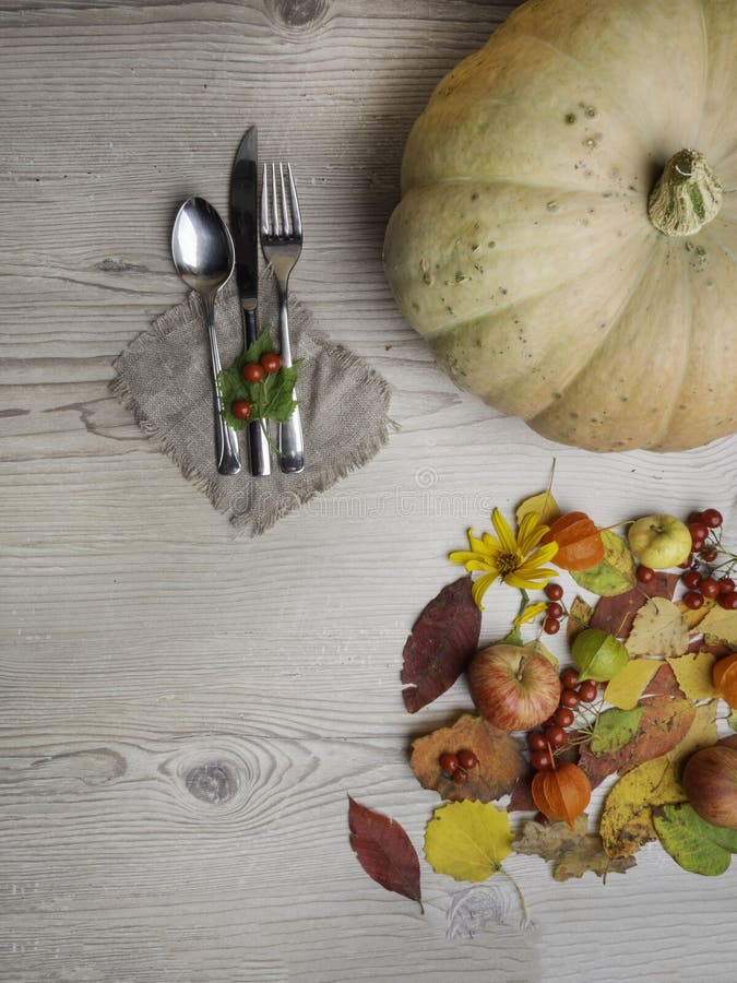 Thanksgiving Autumn Fall Table Setting Copy Space Background, with ...