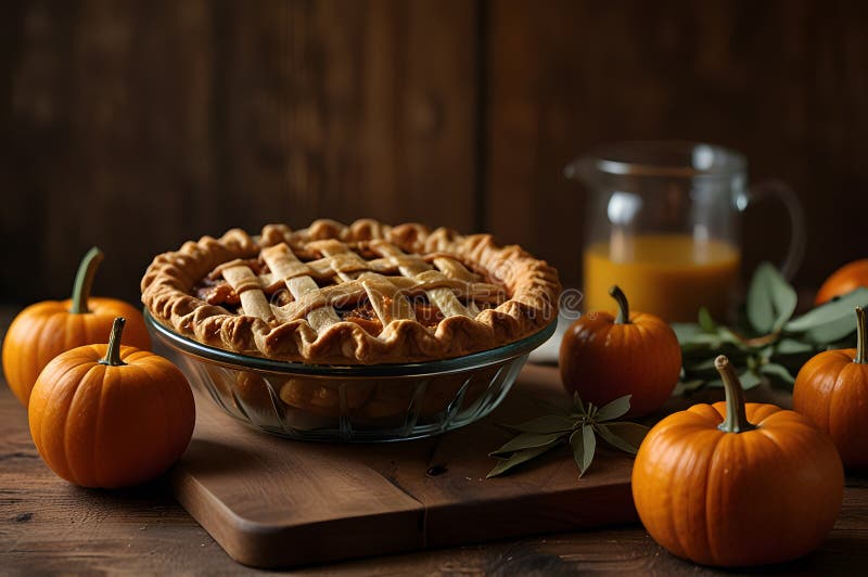 Thanksgiving Background with Apple Pie, Pumpkins and Thanksgiving ...