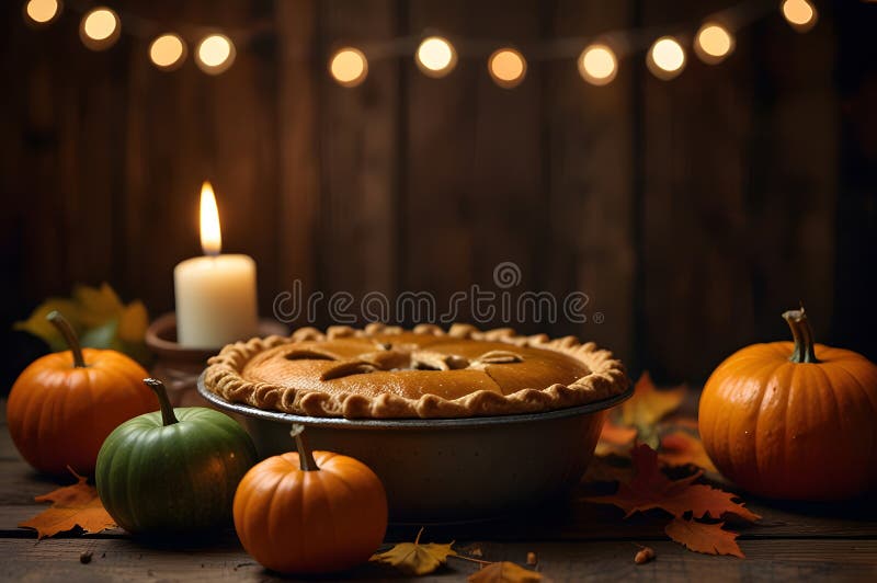 Thanksgiving Background with Apple Pie, Pumpkins and Thanksgiving ...