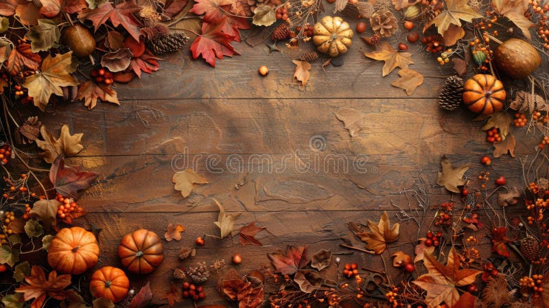 Thanksgiving Background Featuring an Autumnal Setting with Leaves ...