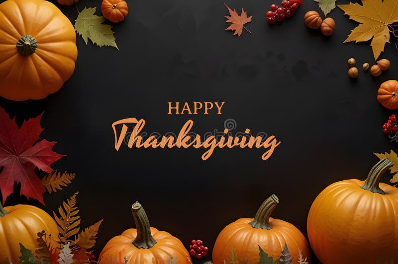 Thanksgiving Background with Pumpkins and Thanksgiving Elements Stock Illustration ...
