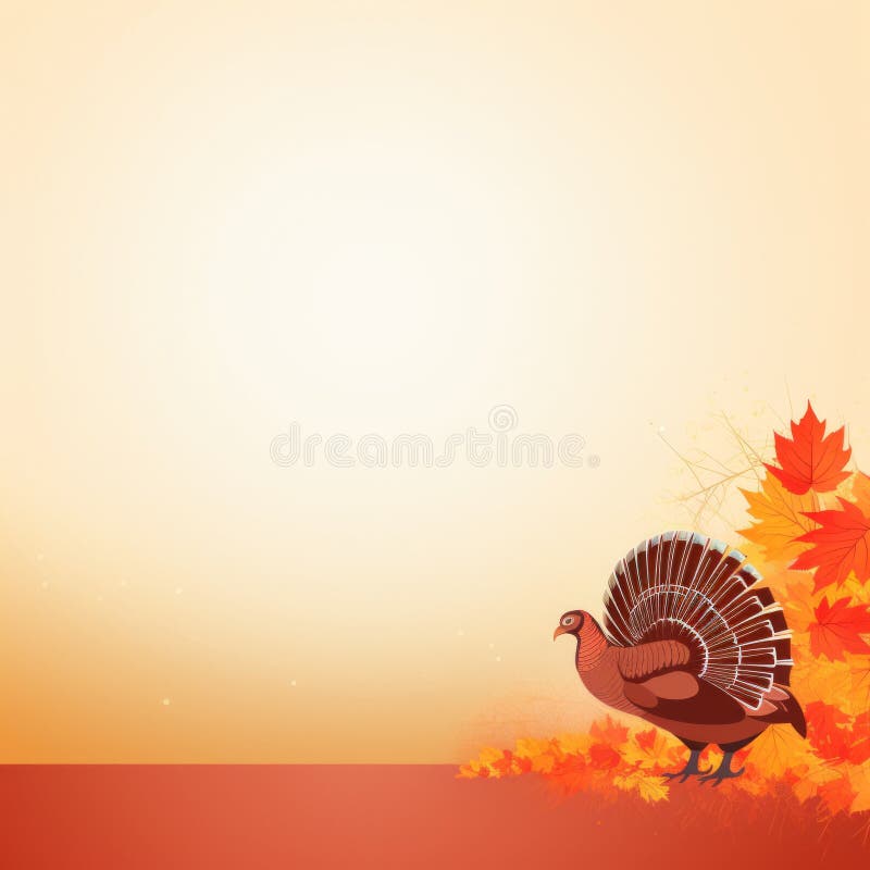A Thanksgiving Background with a Turkey and Maple Leaves Stock ...