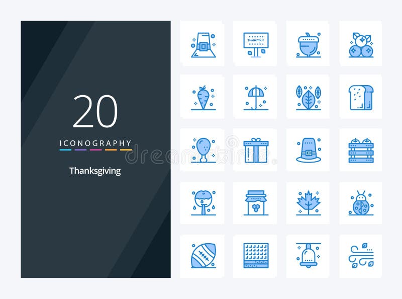 20 Thanksgiving Blue Color Icon for Presentation Stock Vector ...