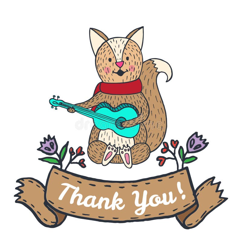 Thanksgiving card with fox stock illustration. Illustration of music ...